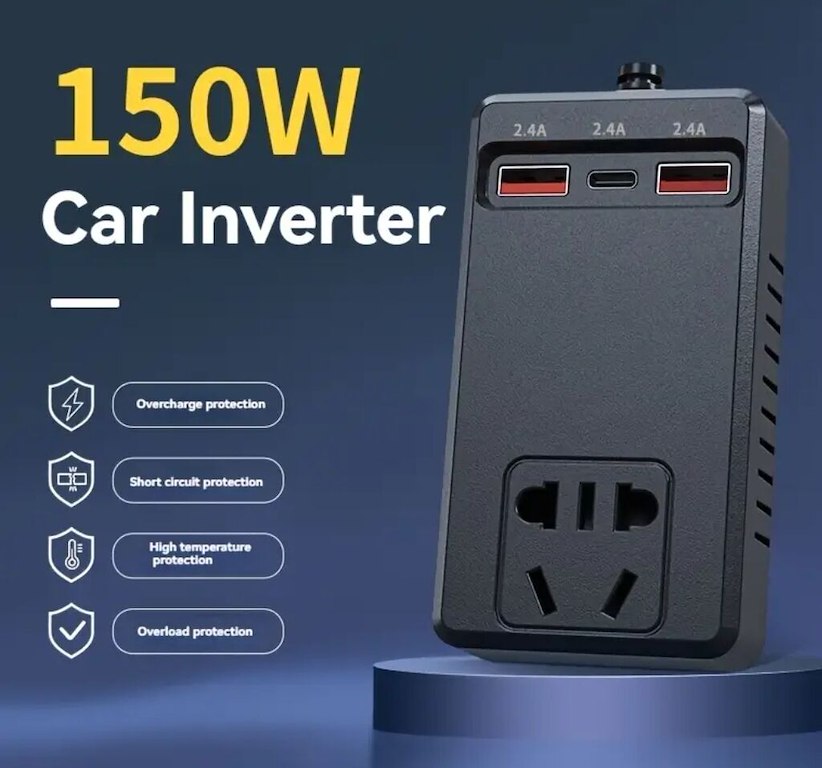 Auto inverter 150W – pretvara 12V DC iz upaljača u AC i omogućava
