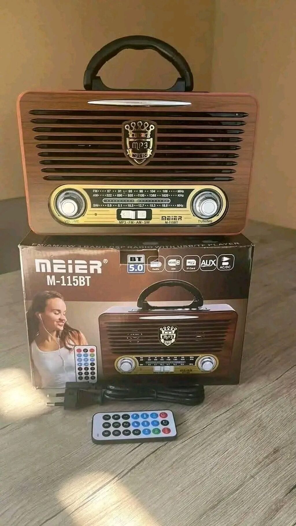 MEIER M-115BT prenosni radio i zvučnik sa retro dizajnom - Bežična