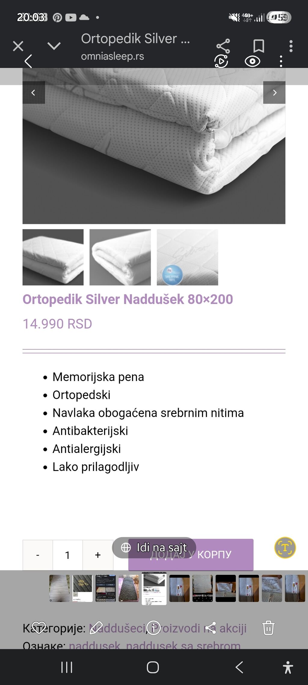 Ortopedski Silver nadušek ?6 cm - Jezgro od memorijske pene za