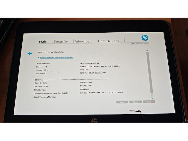 HP EliteBook 820 G3 display