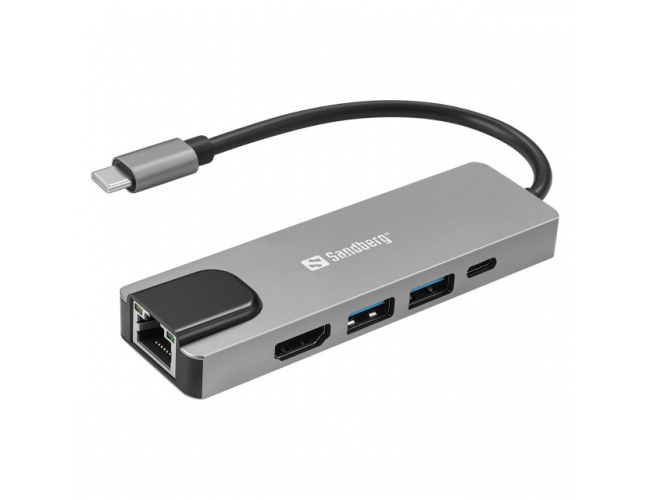 Sandberg USB adapter 5 u 1 - 100W USB - C