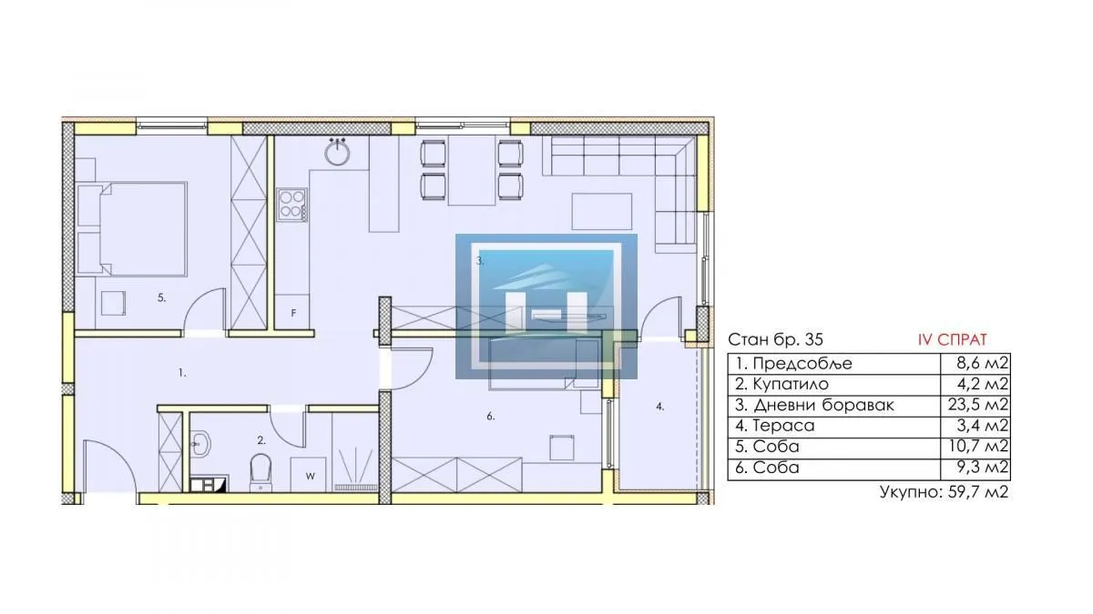 Prodaja, dvosoban stan, 59m², Centar, Jagodina