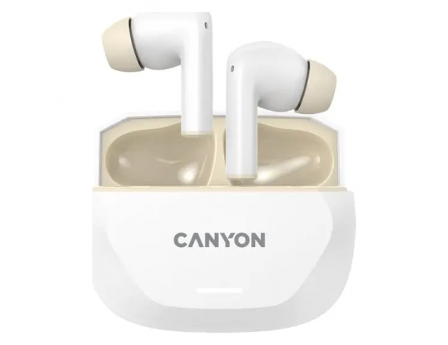 Canyon HEXAGON 7 TWS Bluetooth slušalice - ANC, ENC, bežično punjenje, bela - bež