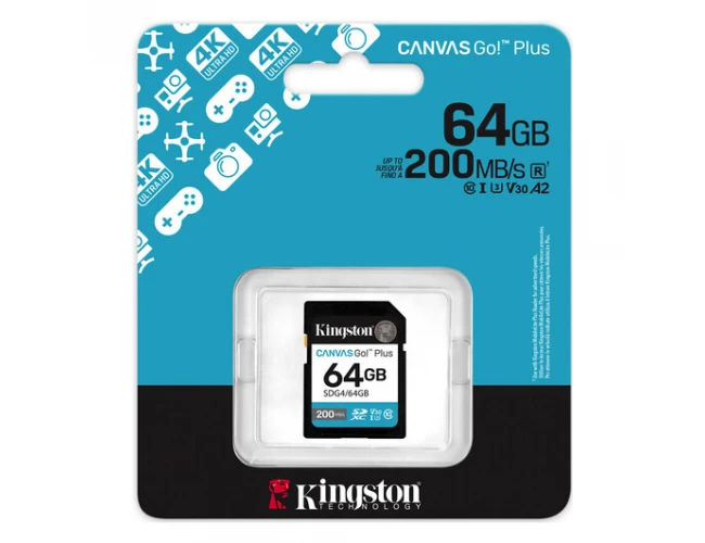 Kingston Technology Canvas Go Plus Gen4 memorijska kartica - 64GB, SDXC, 200MBs, Class 10, UHS - I U3, V30