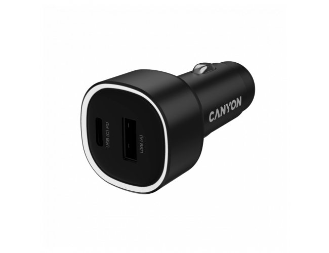 Canyon OnDrive 85 PD auto punjač - 85W, USB - A, USB - C, crni