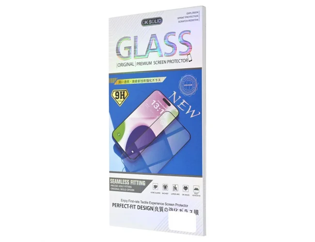 Red zaštitno staklo za iPhone 17 Pro Max - Tempered glass 21D, crni