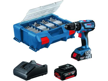 BOSCH plavi alat GSB 18V-45 Bosch Aku vibraciona buš/odvrtač+82-delni set L-Case 1×2.0Ah +1×4.0Ah | 0615A5008G