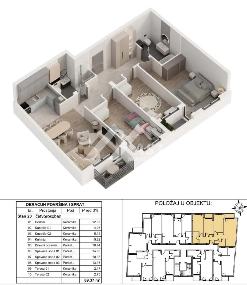 Prodaja, četvorosoban stan, 89m², Centar, Novi Sad
