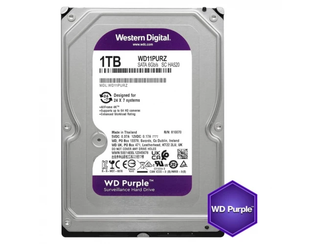 WD WD10PURZ Hard disk 3.5" - 1TB, 5400RPM, 64MB, SATA3, WD Purple 247
