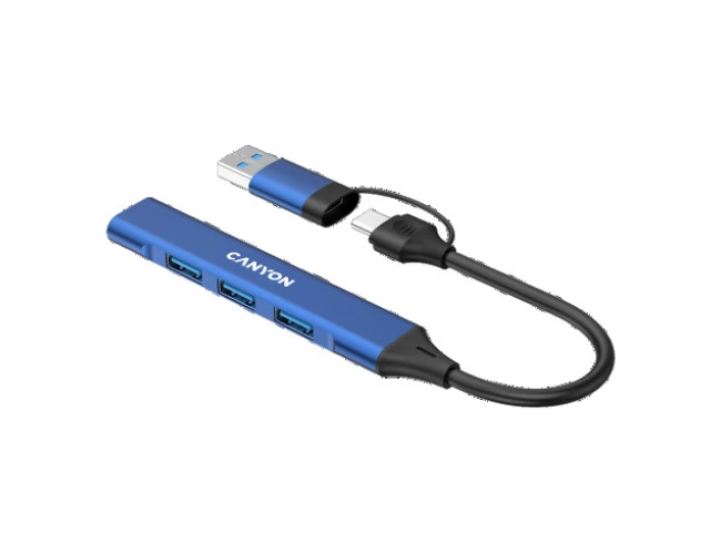 Canyon DS - 02 USB hub - 4in1, USB - A, USB - C, plavi