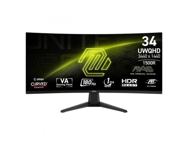 MSI AW3423DW Monitor - 34 inča, UWQHD 3440x1440, VA panel, 180 Hz, zakrivljeni, gejming