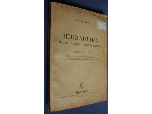 HODRAULIKA I - Naučne osnove i tehnička primena