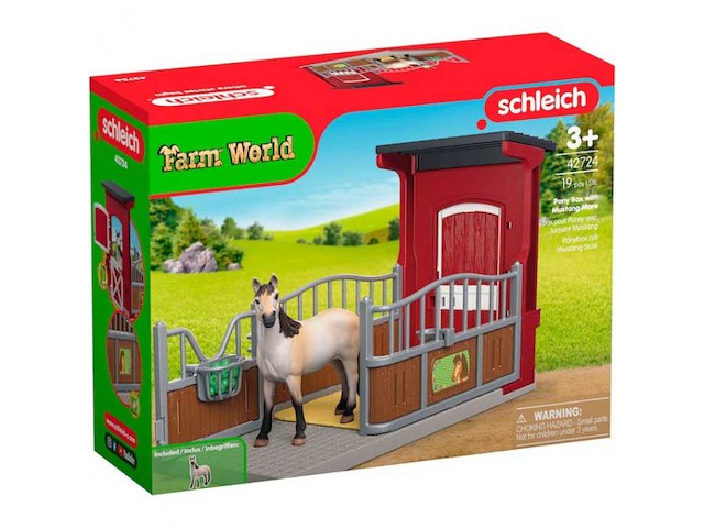Schleich® Figurice Konji - Mustang kobila u boksu za konja 42724