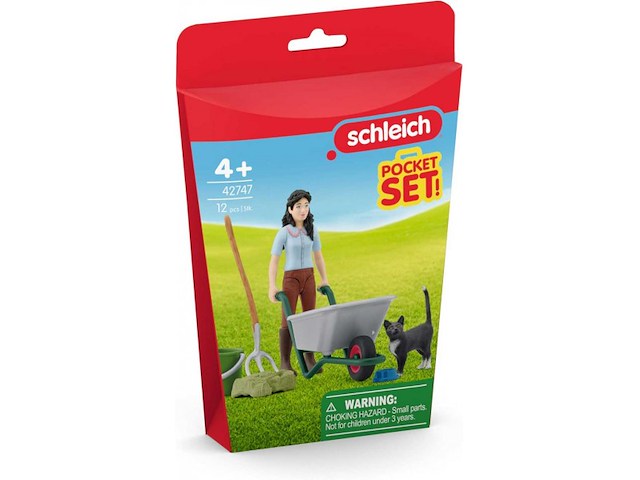 Schleich® Figurice Domaće životinje Liza i Set za čišćenje staje 42747