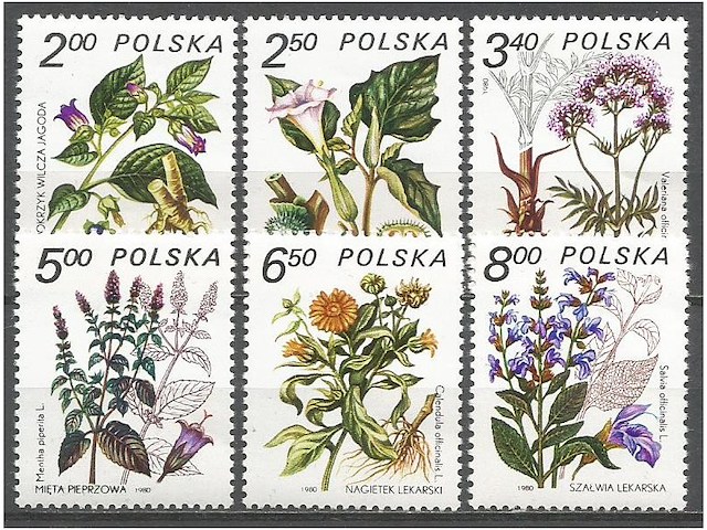Poljska,Flora 1980.,žigosano