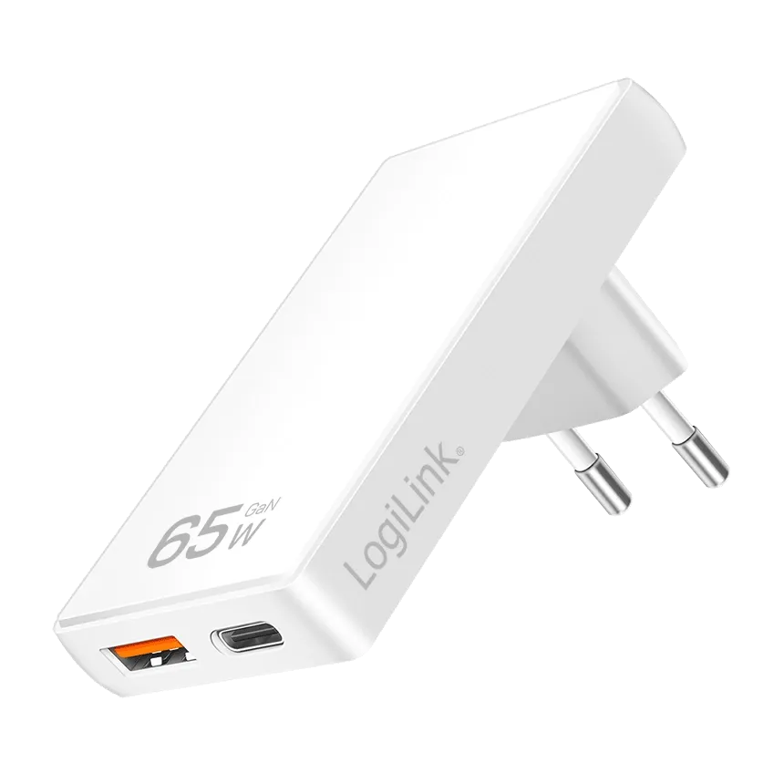Logilink punjač USB AF, USB CF type C, PD 65W, slim, bela