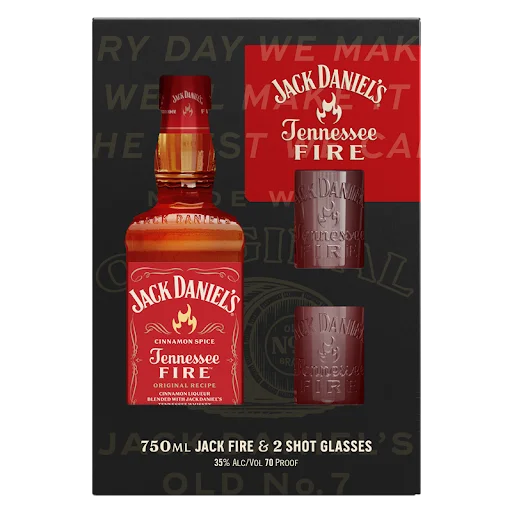 Jack Daniels Fire + 2 čaše 0.70