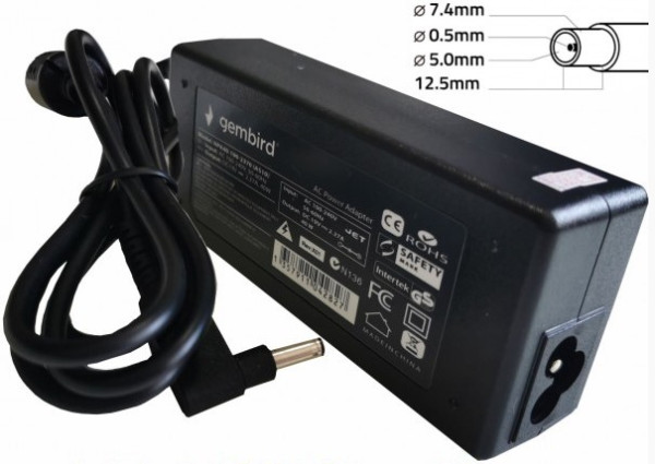 NPA90-190-4740 (HP11) Gembird punjac za laptop 90W-19V-4.74A, 7.4x5.0mm black PIN