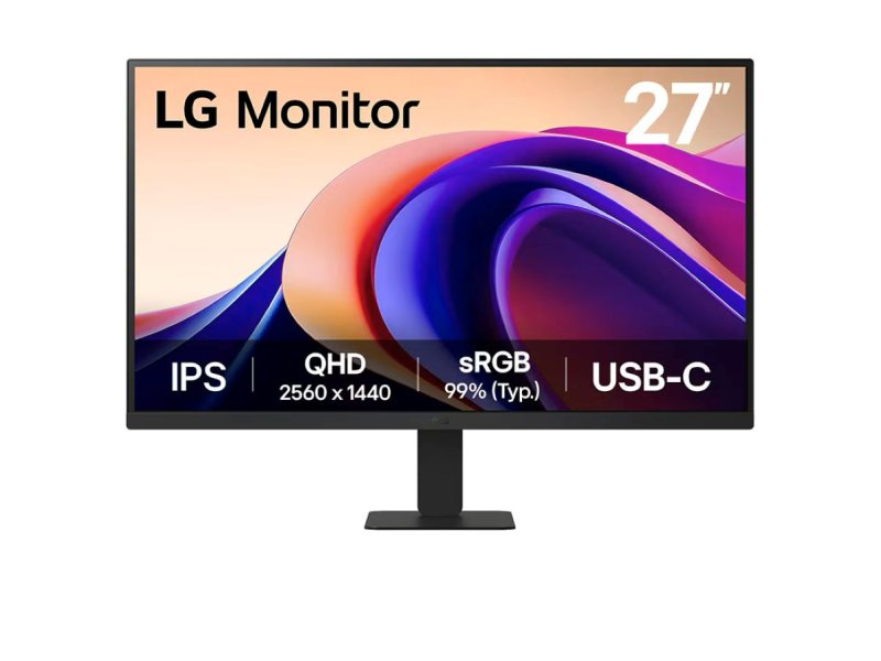 27" IPS QHD 2560 x 1440@ 100Hz Monitor with USB-C, 16:9, 1000:1, 250cd/m², 5ms, 178º/178º, HDR 10, 1