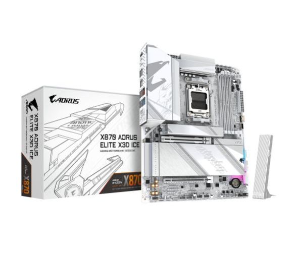 Gigabyte - AM5, X870 AORUS ELITE X3D ICE, 4x DDR5 DIMMs with AMD EXPO Memory Module Support, X3D Turbo Mode 2.0 Incredible X3D performance unleashed by AI