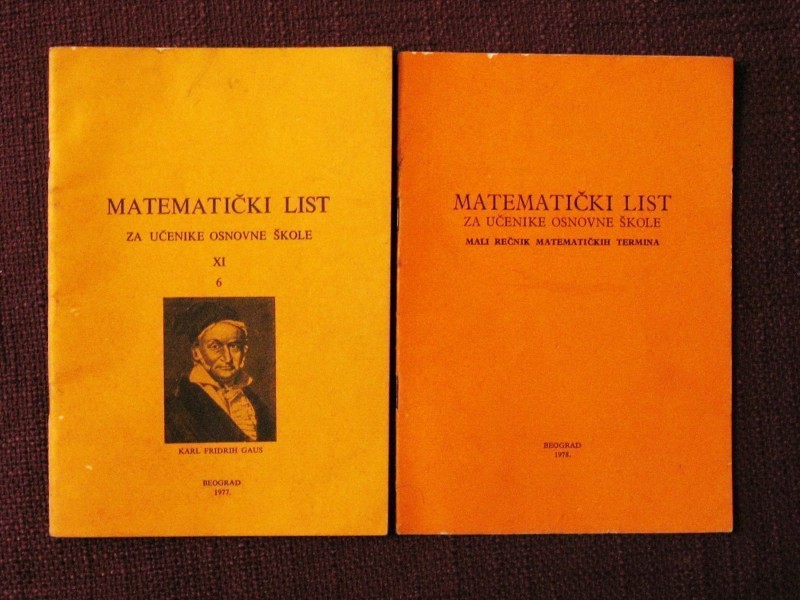 Matematički list 2 kom. iz 1977 i 1978, za kolekciciju