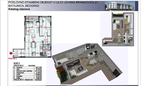 Jednoiposoban atelje u centru Batajnice