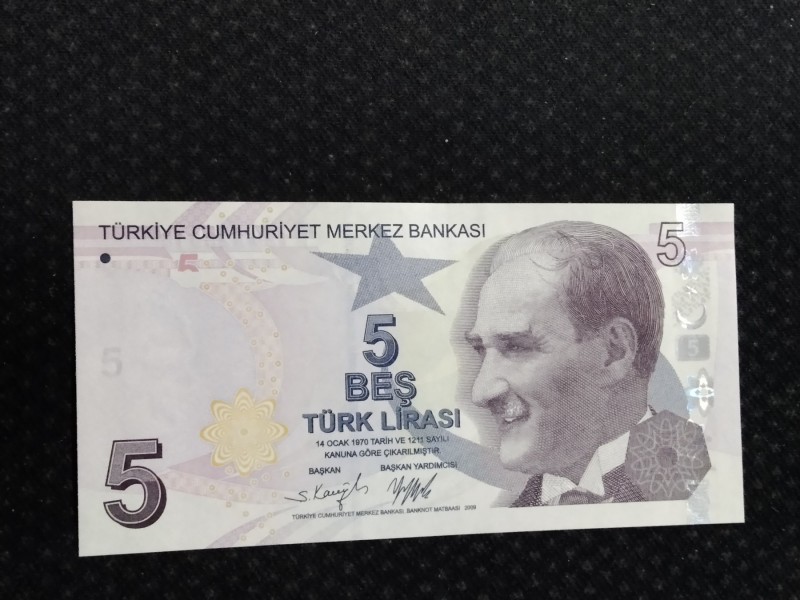 5 lira 2009 turska UNC