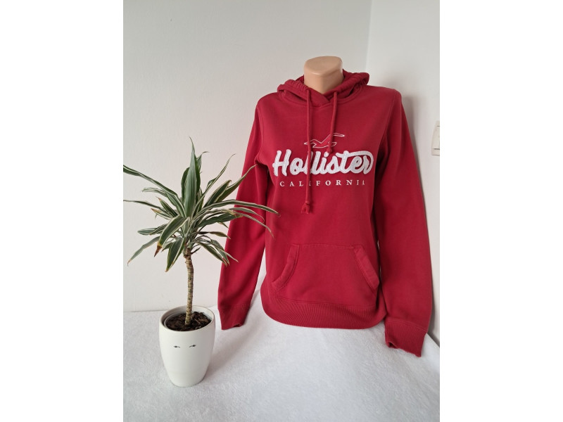 HOLLISTER crveni duks sa kapuljacom vel S
