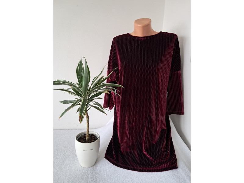 ZARA burgundy velvet mini haljina vel S