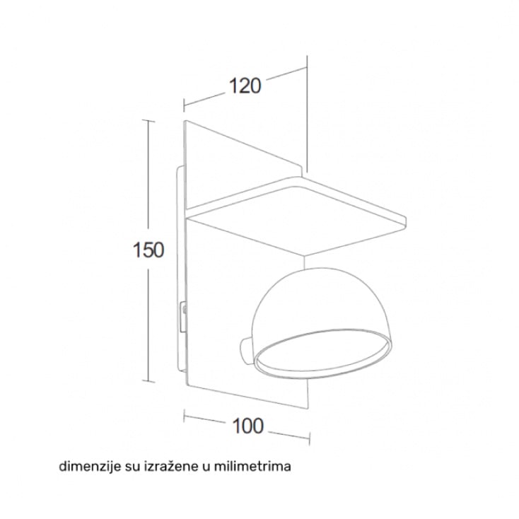 Zidna lampa 7W 3000K crna dimabilna