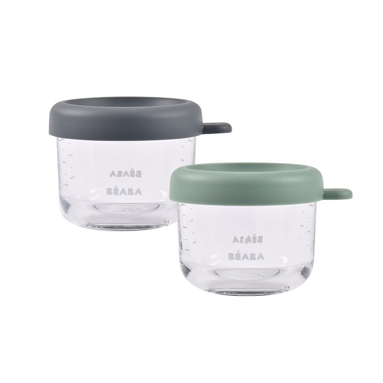 BEABA set od 2 staklene posude 2x150 ml, Sage green/Mineral