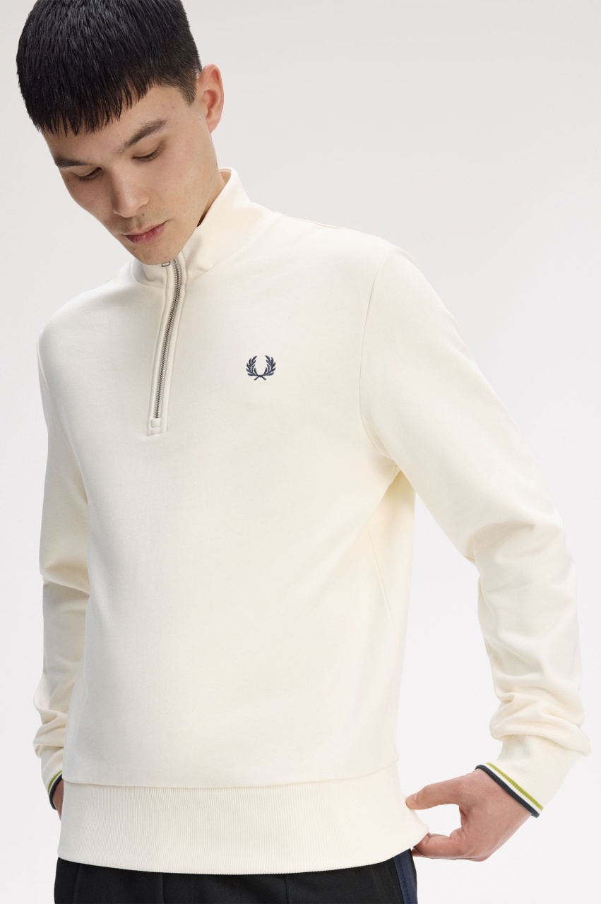 FRED PERRY HALF ZIP DUKS ECRUT