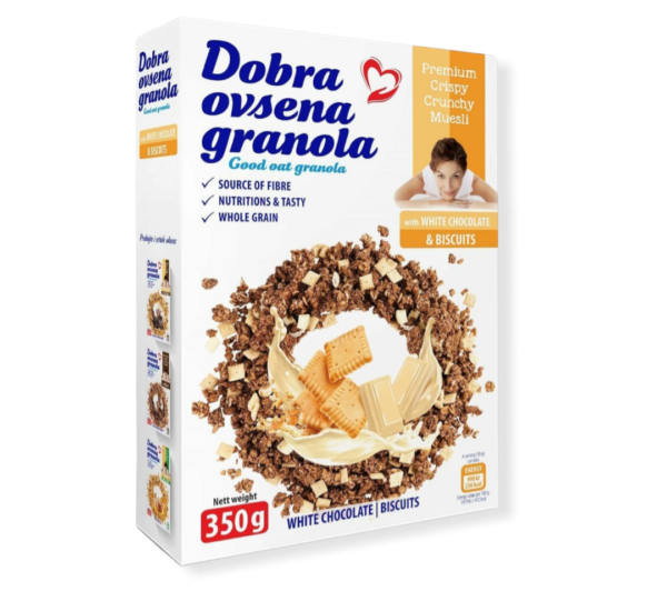 DOBRA OVSENA GRANOLA BELA ČOK. I KEKS 350gr LMX