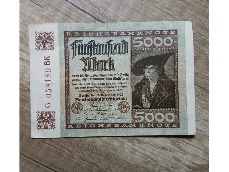 N 256 - Nemačka - 5000 maraka 1922 - VF -