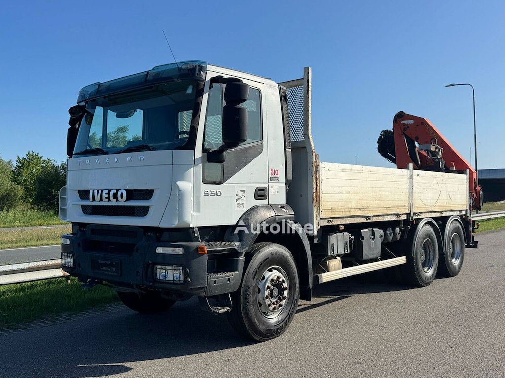IVECO 330 6x4 with Palfinger PK 18500 crane kamion s ravnom platformom