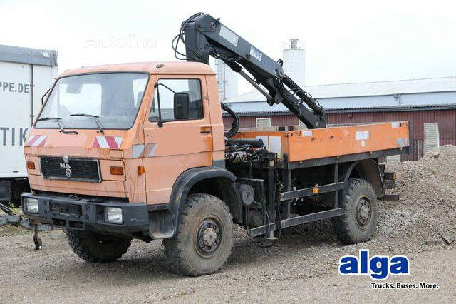 MAN 9.150 4x4, Allrad, Hiab 071 AW, Einzelbereifung kamion s ravnom platformom