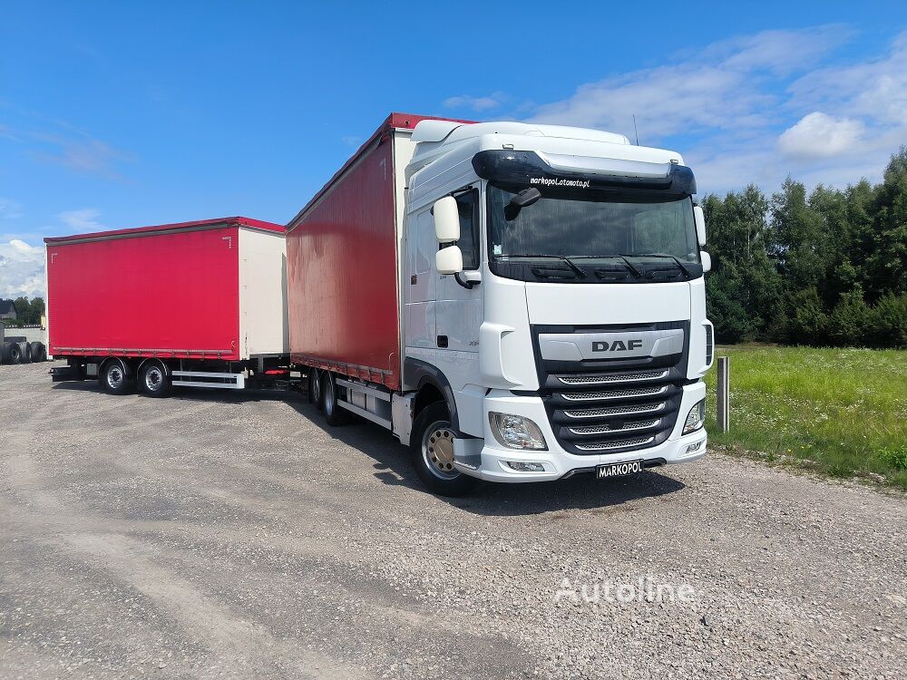 Novi DAF XF530/TANDEM/ ZESTAW PRZESTRZENNY/ RETARDER/LODÓWKA kamion sa klizna zavesa cerada + prikolica sa kliznom ceradom