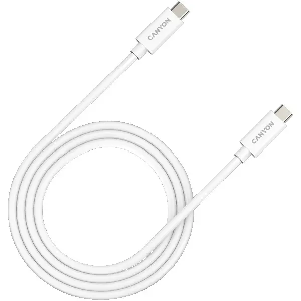 CANYON, U4-CC-5A1M-E, USB4 TYPE-C to TYPE-C cable assembly 40G 1m 5A 240W(ERP) with E-MARK, CE, ROHS, white ( CNS-USBC44W )