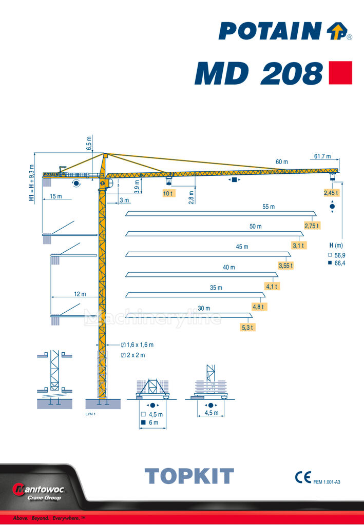 Potain MD208 POD NAEM I ZA PRODAZhBA toranjska dizalica