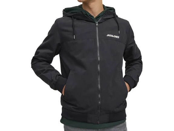 Jack & Jones Muška jakna Jjerush Hood Bomber Noos 12200208-BLACKSO