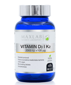 MAXLAB Vitamin D3 +K2 (2000 IU + 100 µg)
90 tableta