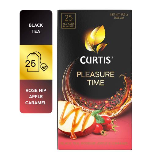 Curtis Pleasure Time - Crni čaj sa komadićima jabuke, šipurkom, aromom pitaje i karamele, 25x1,5g
