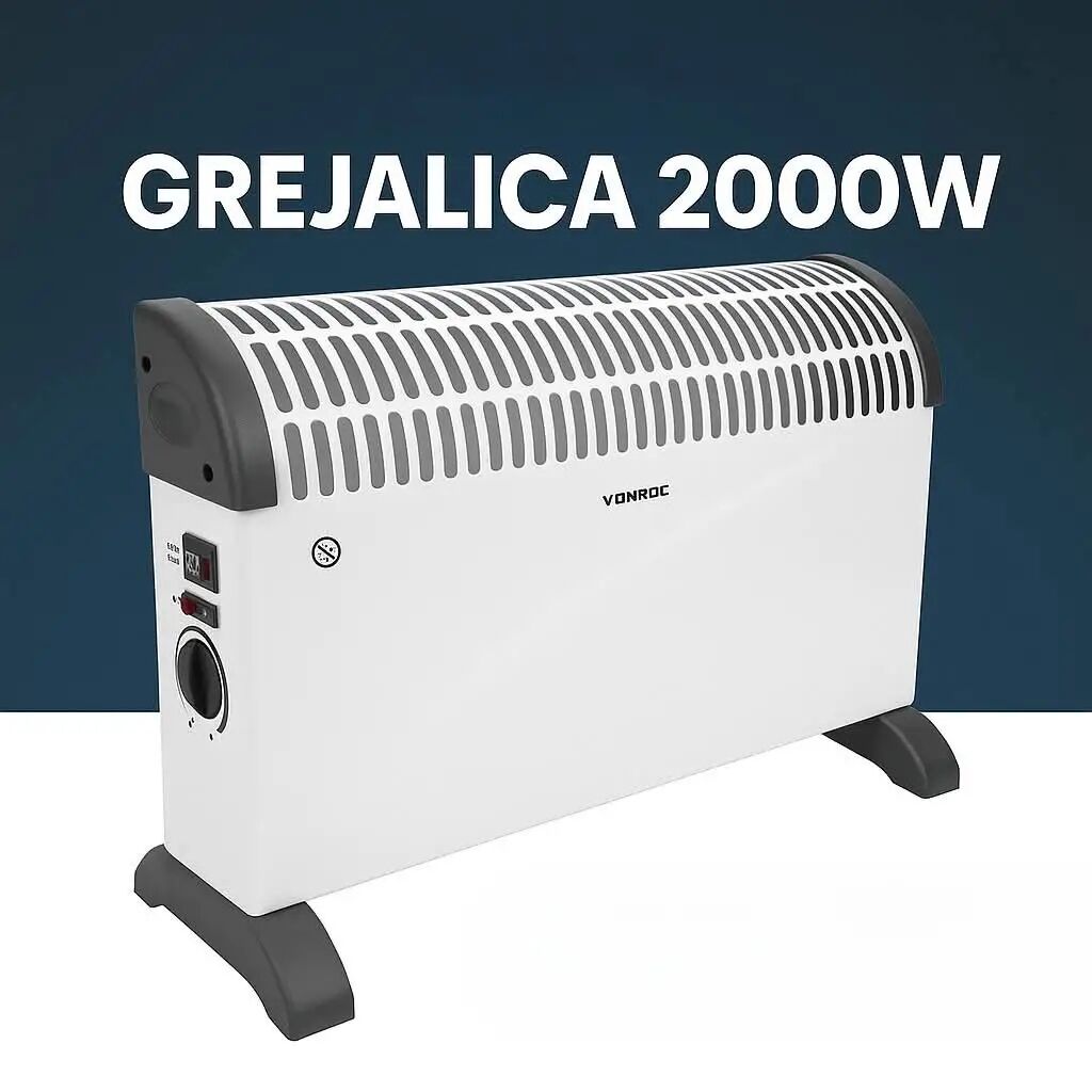 Grejalica VONROC 2000W – konvektorski grejač za brzo i ravnomerno