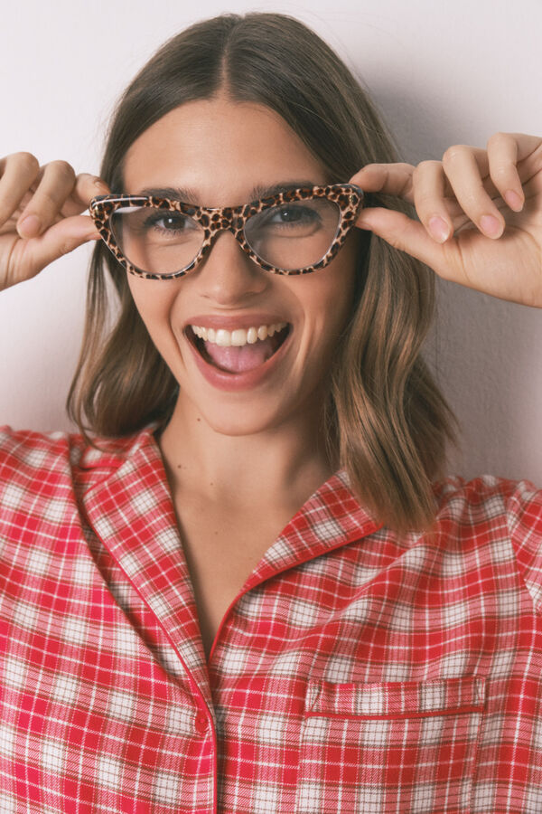 Transparente Brille mit Animalprint