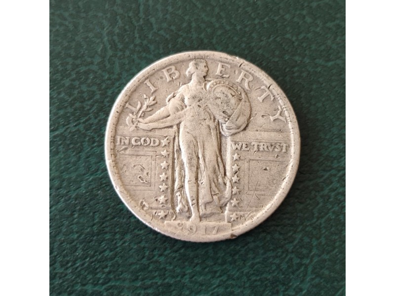 USA QUARTER DOLLAR 1917 srebro