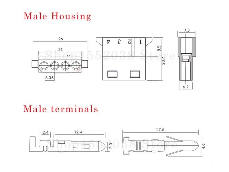 4-pina molex konektor (kabl) - muski