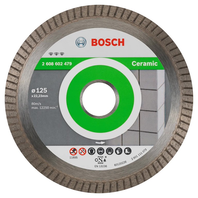 Bosch Dijamantska rezna ploča Best for Ceramic Extra-Clean Turbo 2608602479, 125 x 22.23 x 1.4 x 7 mm