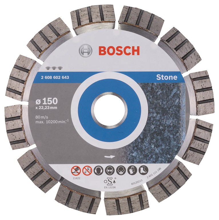 Bosch Dijamantska rezna ploča Best for Stone 2608602643, 150 x 22,23 x 2,4 x 12 mm