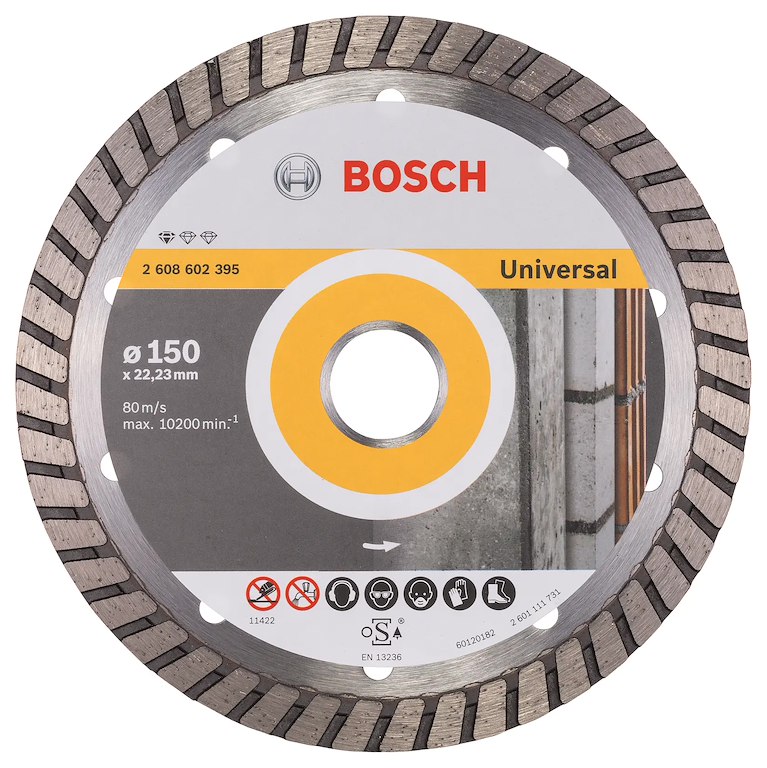 Bosch Dijamantska rezna ploča Standard for Universal Turbo 2608602395, 150 x 22.23 x 2,5 x 10 mm