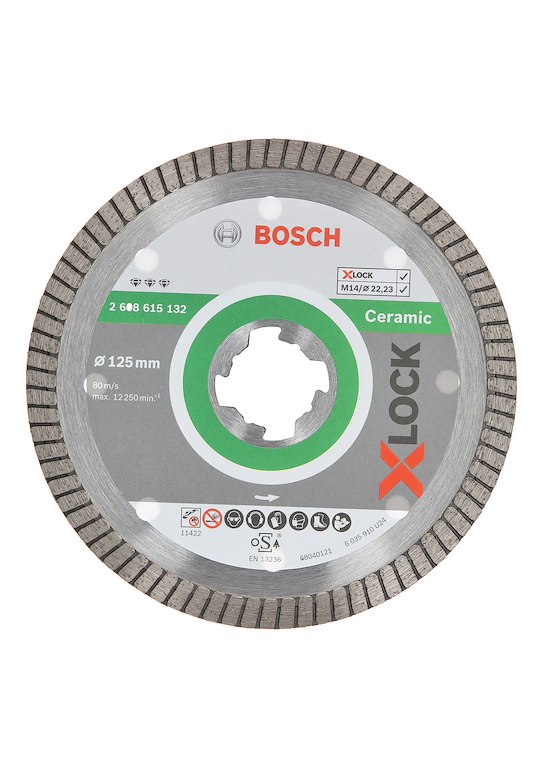 Bosch X-LOCK Best for Ceramic Extraclean Turbo dijamantska rezna ploča 125x22,23x1,4x7 2608615132, 125 x 22,23 x 1,4 x 7 mm